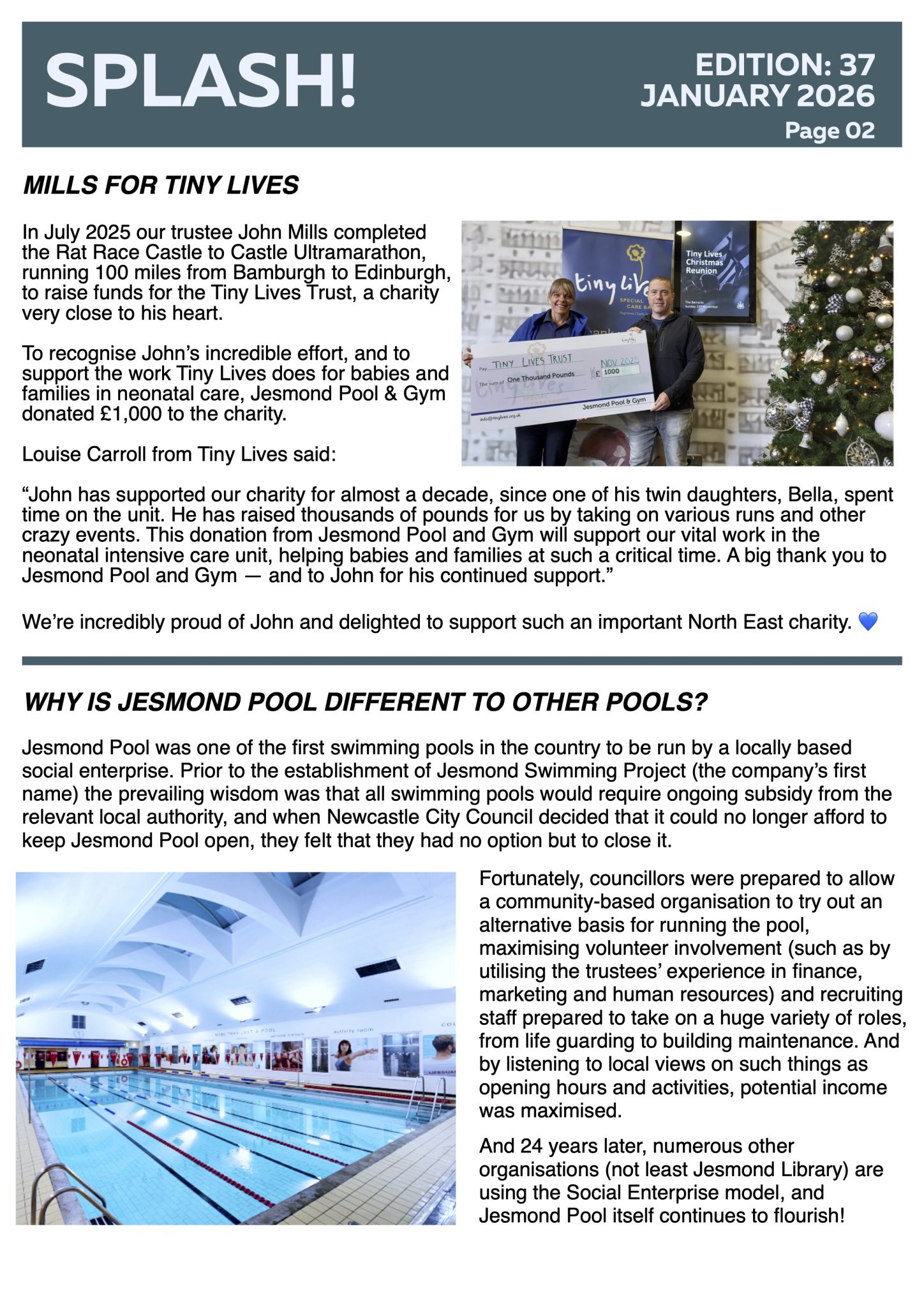 Splash Newsletter - Jesmond Pool & Gym
